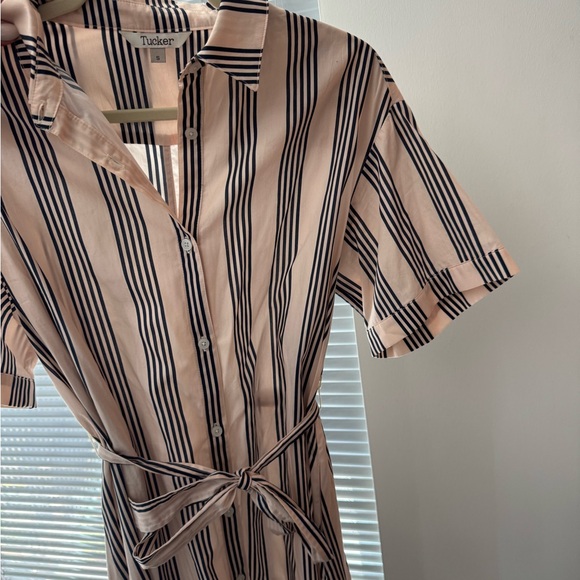 Tucker | Dresses | Tucker Beige And Black Striped Dress | Poshmark